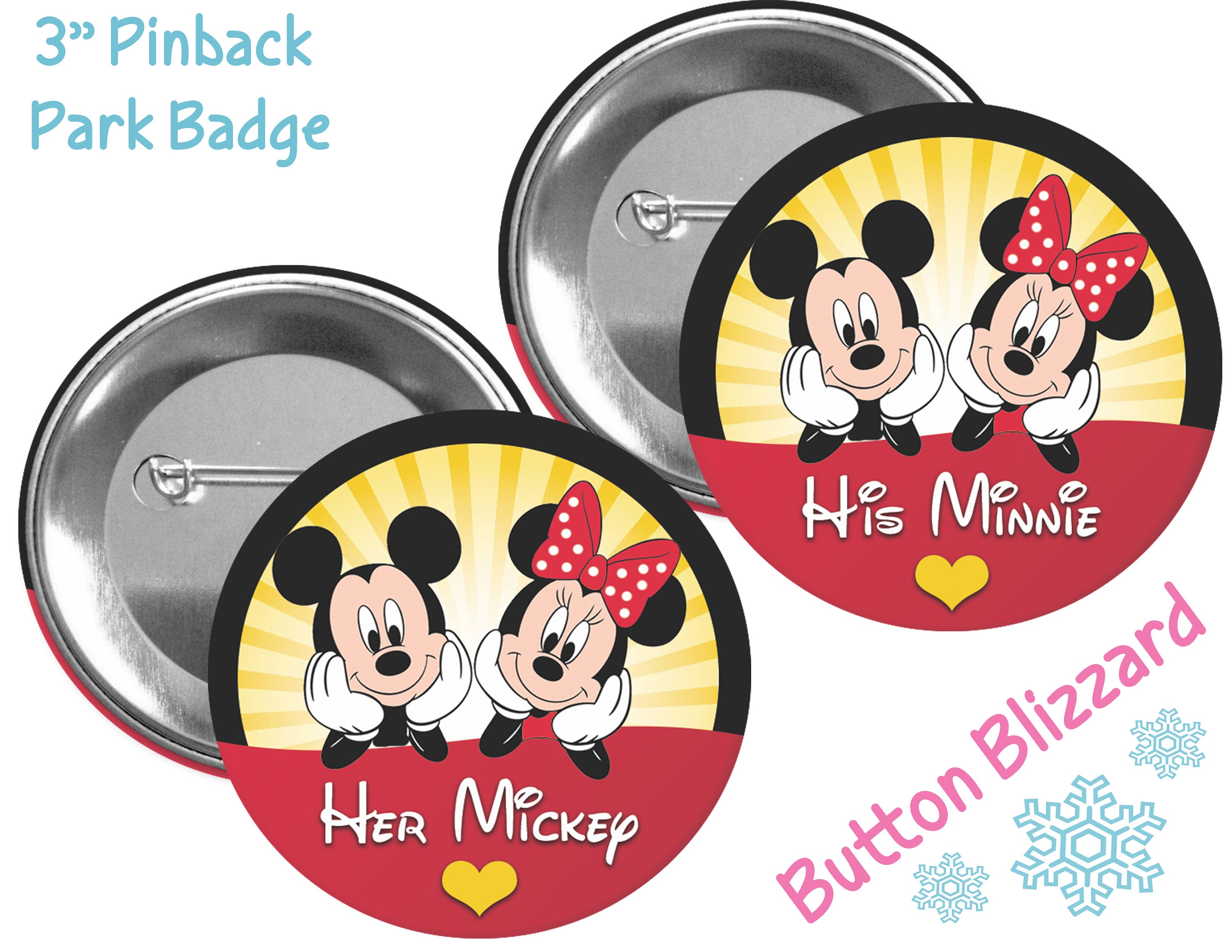 Mickey Mouse and Minnie Mouse Couples Buttons Disney Park - Etsy