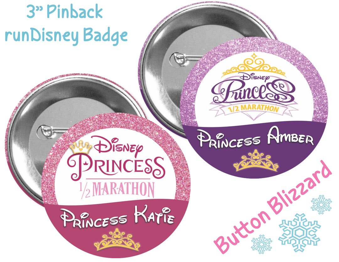 Personalized Disney Princess Half Marathon Weekend Button - Race Day ...