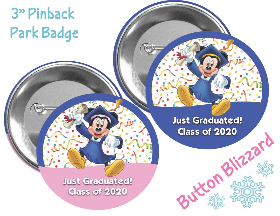 Minnie and Mickey Mouse Just Graduated Celebration Button - Graduation ...