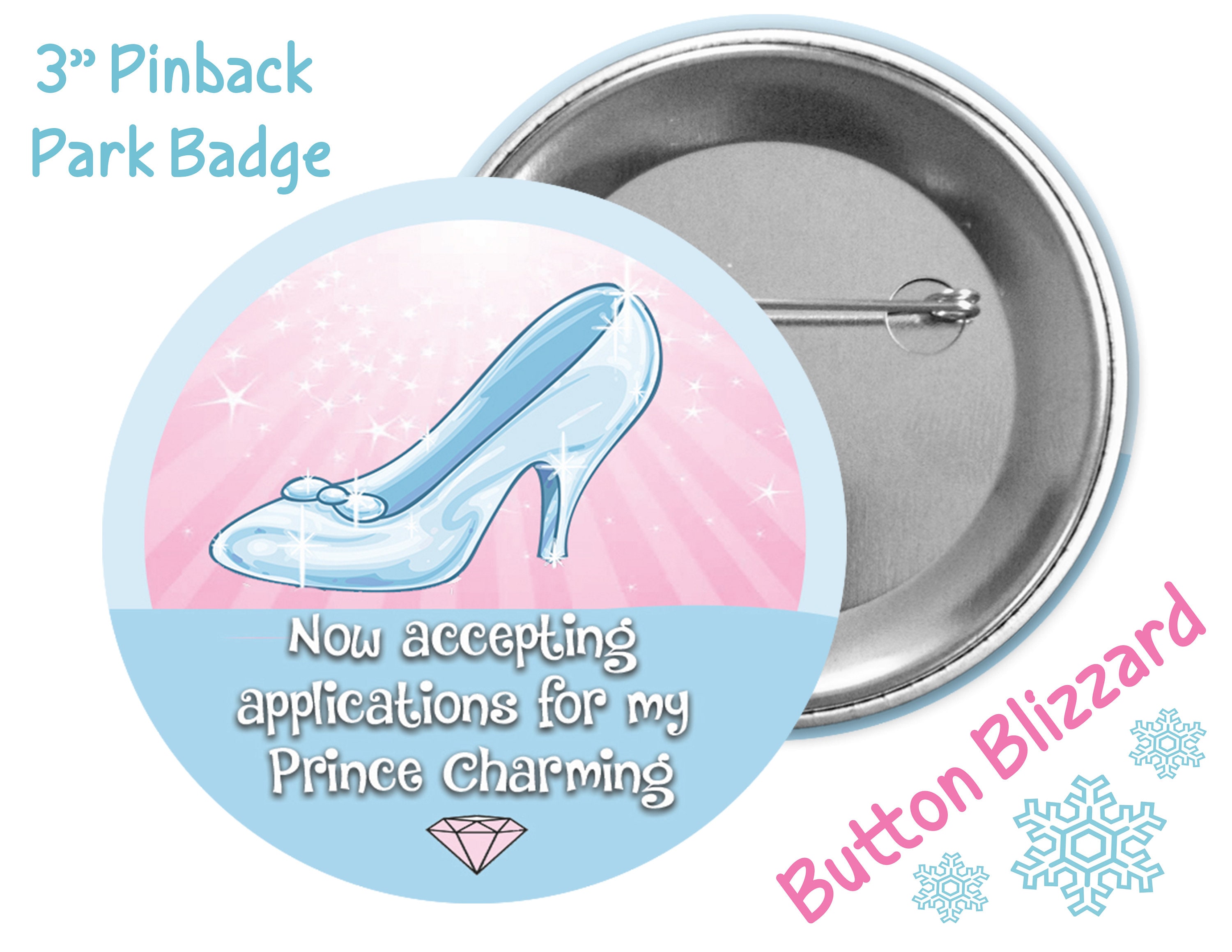 Cinderella Glass Slipper Button - Prince Charming Badge - Disney Park ...