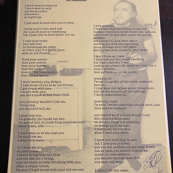 Bukowski Poem - Etsy