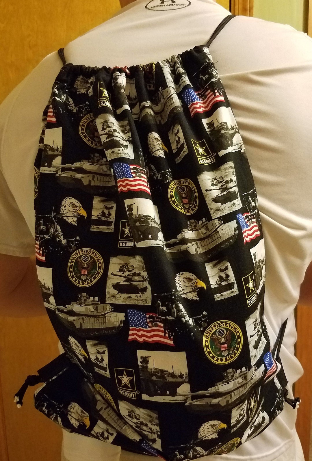 US Army Drawstring Backpack With Nylon Lining, Army Overnight Bag, Army ...