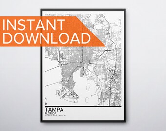 Tampa Art Print: Tampa Bay Florida City Skyline Art Print | Etsy