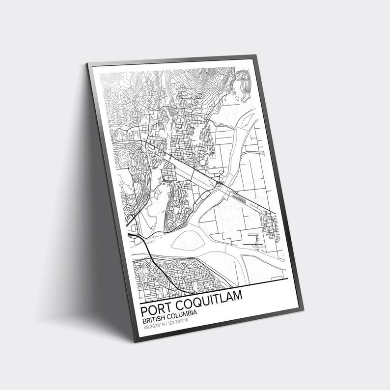 Port Coquitlam map poster print wall art British Columbia | Etsy