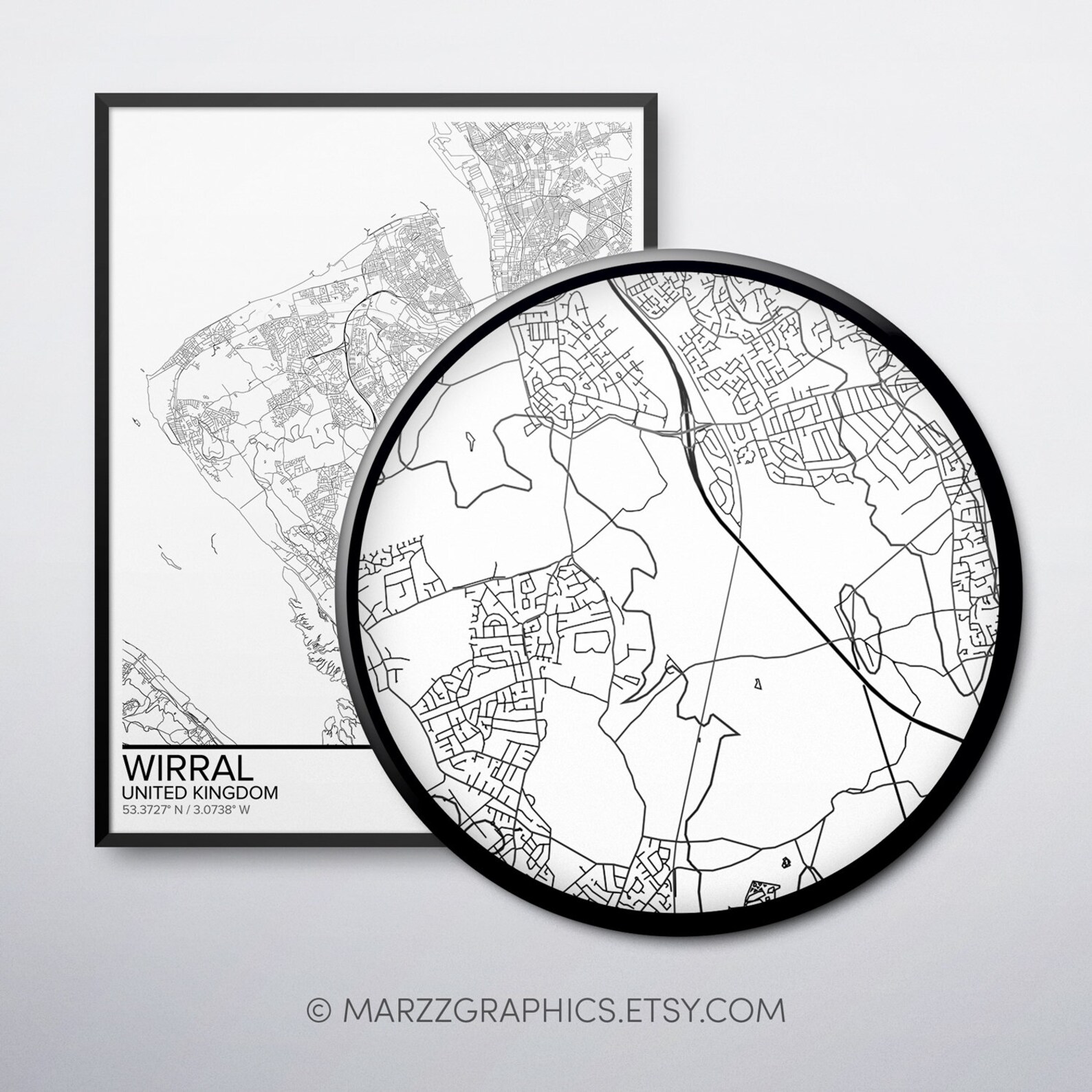 Wirral Map Poster Print Wall Art United Kingdom Gift | Etsy