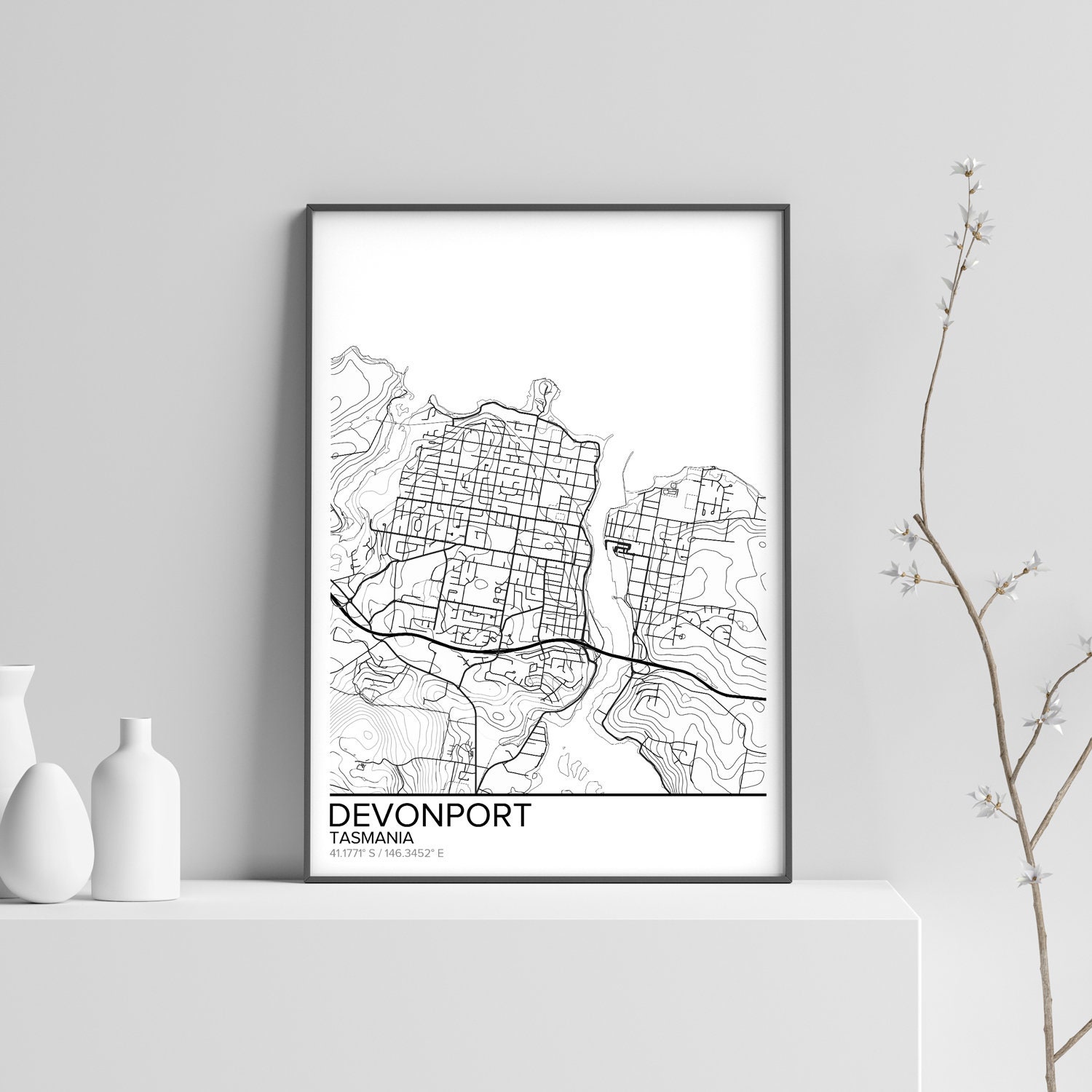 Devonport map poster print wall art Tasmania gift printable | Etsy