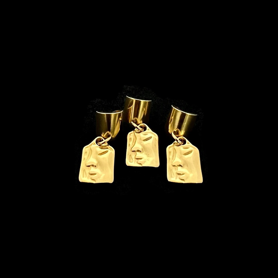 Abstract Face Hair Cuffs for Braids, Twists, and Locs, Solid Brass Hair ...