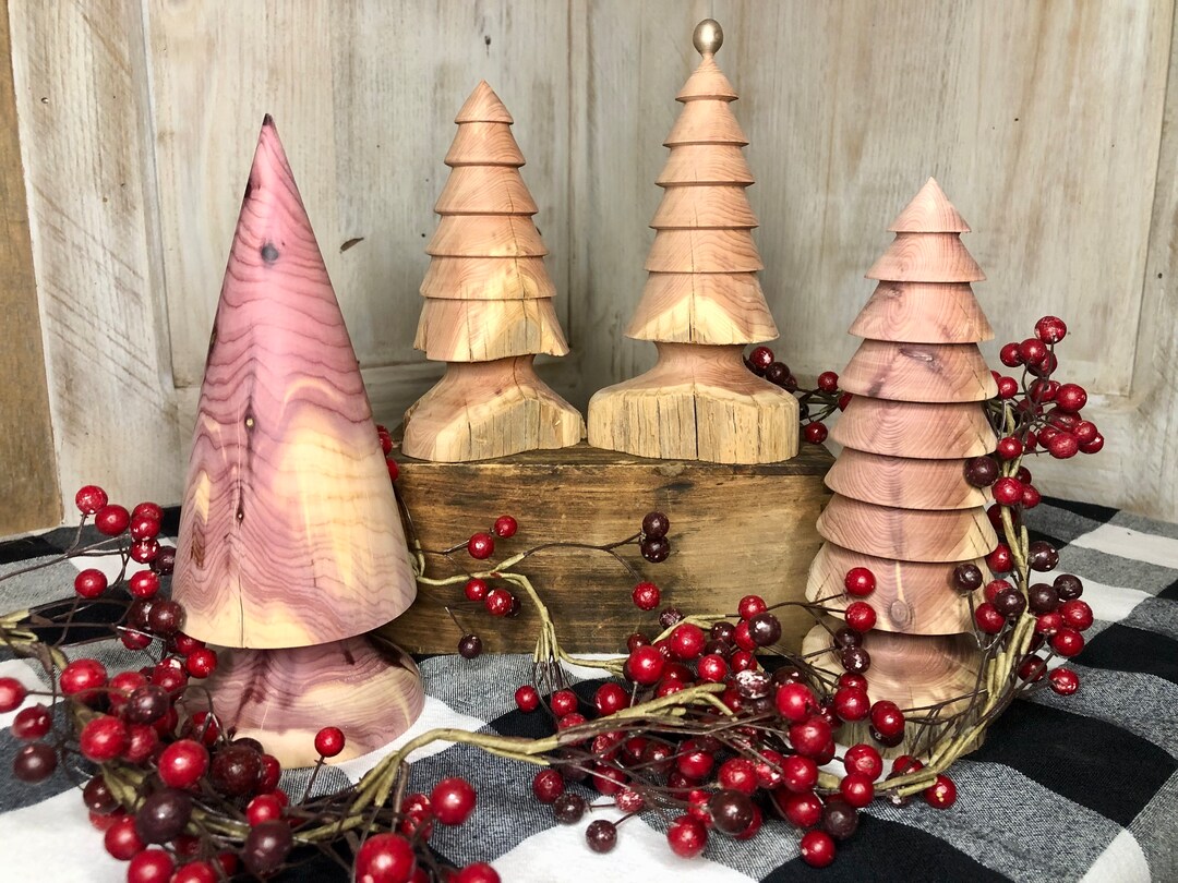 Cedar Trees-hand-turned Wood Trees for Christmas or Year Round - Etsy
