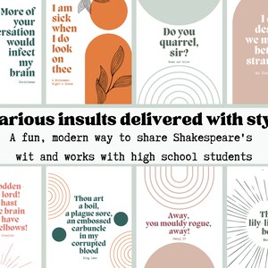 Modern Boho Shakespeare Quote Prints for Calm Classroom, Mid-century ...