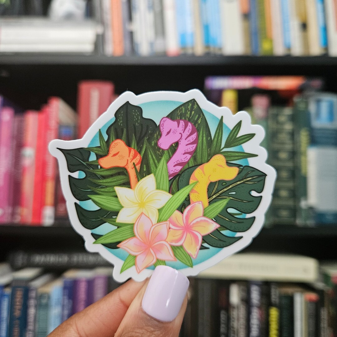 Brachiosaurus Sticker, Tropical Floral Dinosaur Art - Etsy