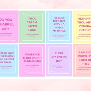 Funny Shakespeare Anti-valentines Printable Cards, Humorous Library ...