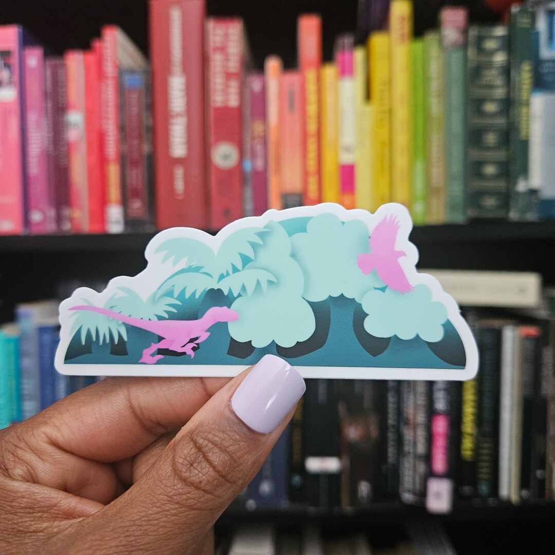 Velociraptor Evolution Sticker, Pink and Teal Dinosaur Hawk Art - Etsy