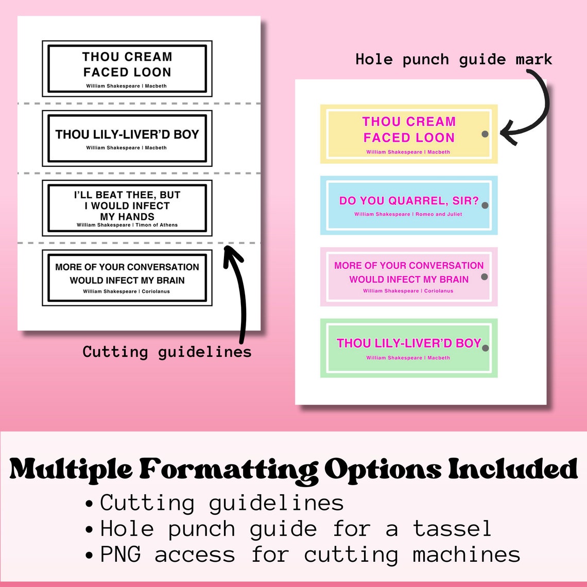 Funny Shakespeare Anti-valentines Printable Bookmarks, Humorous Library ...