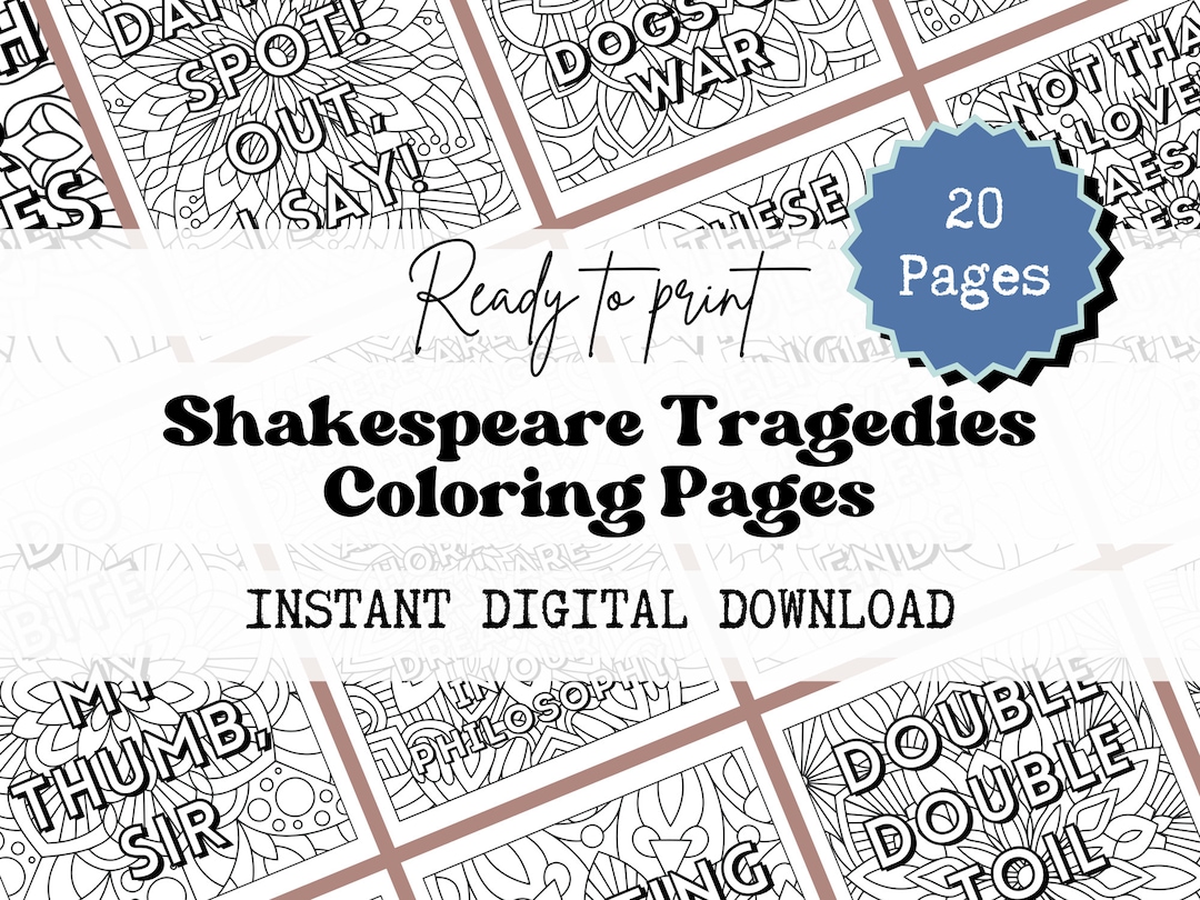 Shakespeare Quote Coloring Pages, Shakespeare Tragedies, Fun Classroom ...
