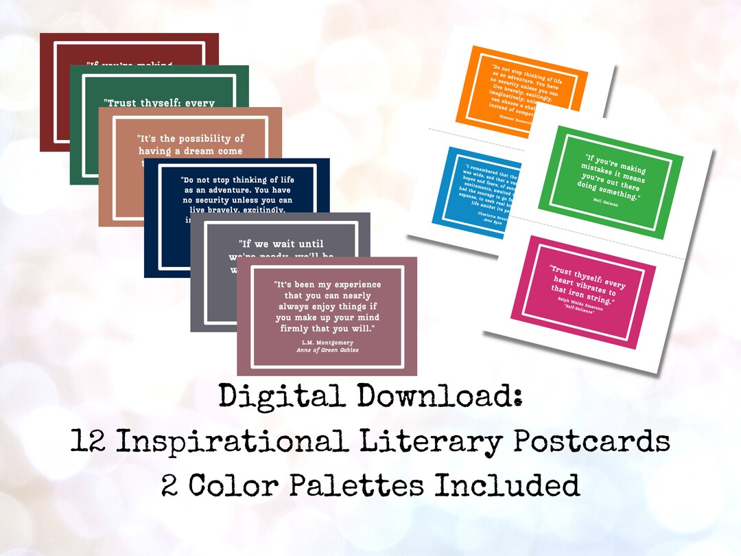 Literary Postcards for Graduation, Inspirational Book Quote Postcards ...