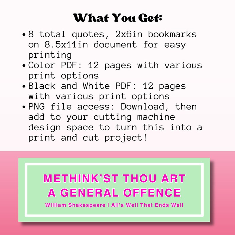 Funny Shakespeare Anti-valentines Printable Bookmarks, Humorous Library ...