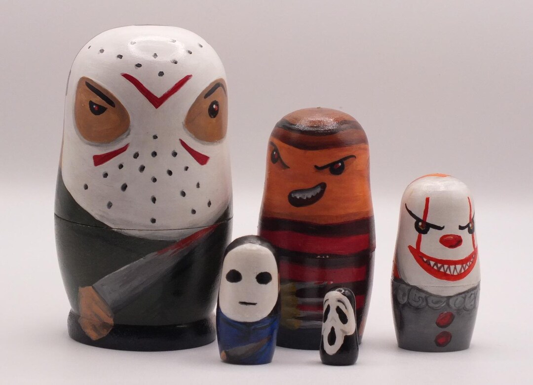 Horror Movie Icons Inspired Hand-painted Wooden Nesting Dolls ...