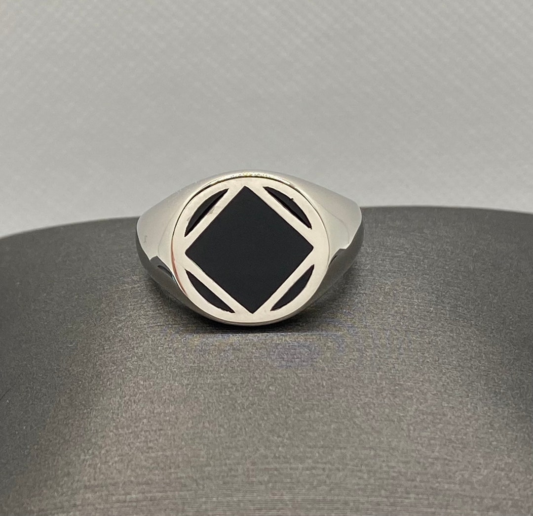 NA Signet Ring With Service Symbol Black Enamel (NAR-37) - Etsy