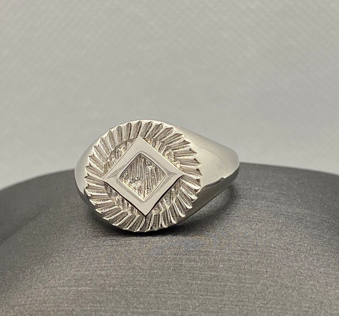 NA Service Symbol Signet Ring Diamond Cut (NAR-39) - Etsy