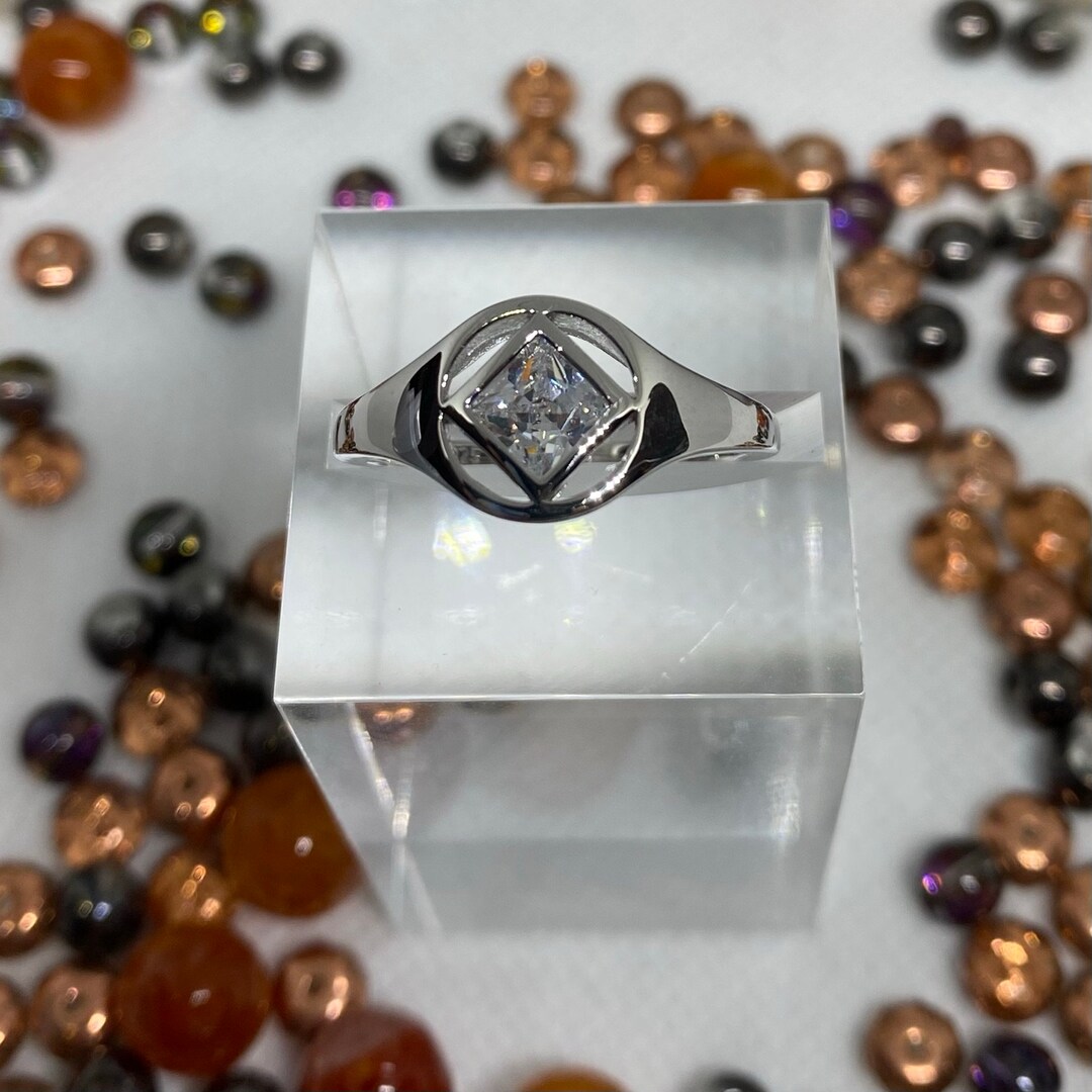 NA Service Symbol Ring With Colored CZ in Center (NAR-18) - Etsy