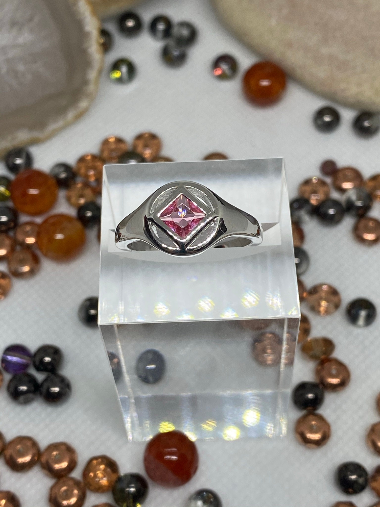 NA Service Symbol Ring With Colored CZ in Center (NAR-18) - Etsy