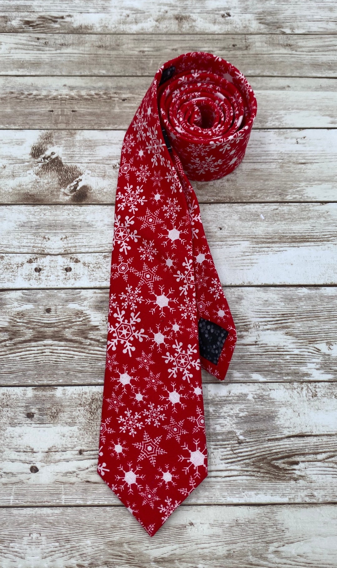 Red Tie With White Snowflakes/snowflake Tie/red Tie/winter Tie/holiday ...