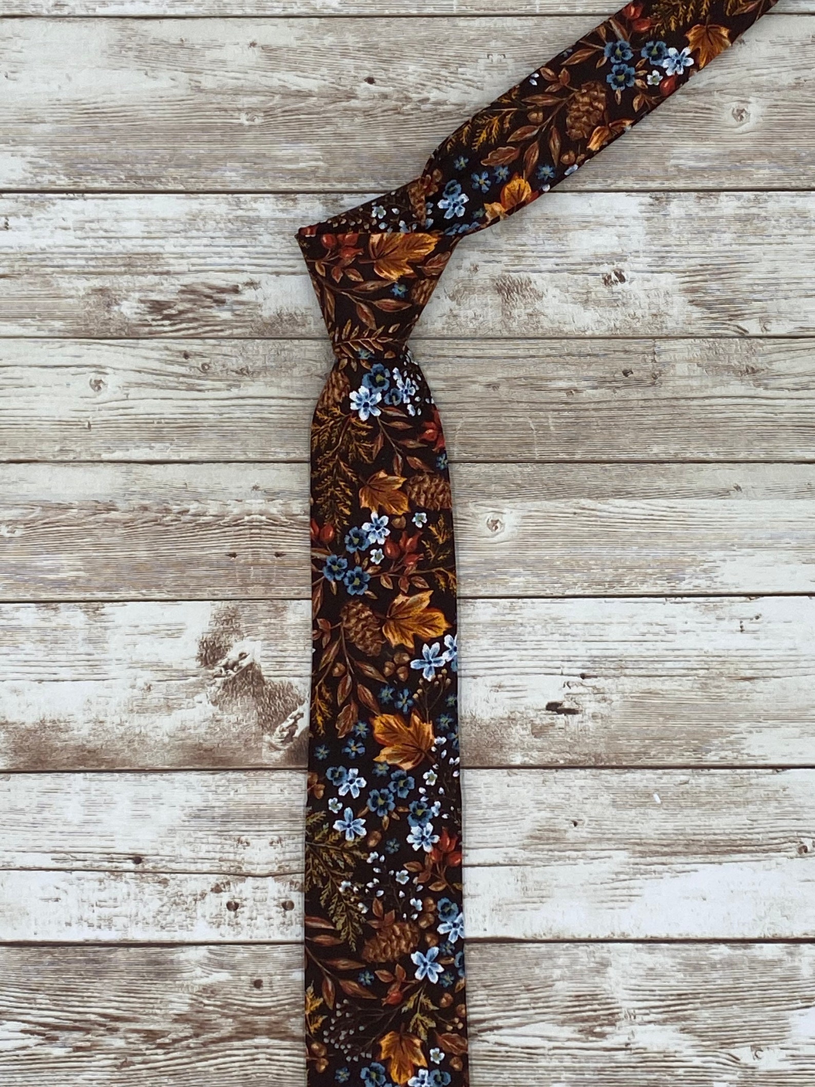 Fall Floral Tie/brown and Blue Floral Tie/fall Wedding | Etsy
