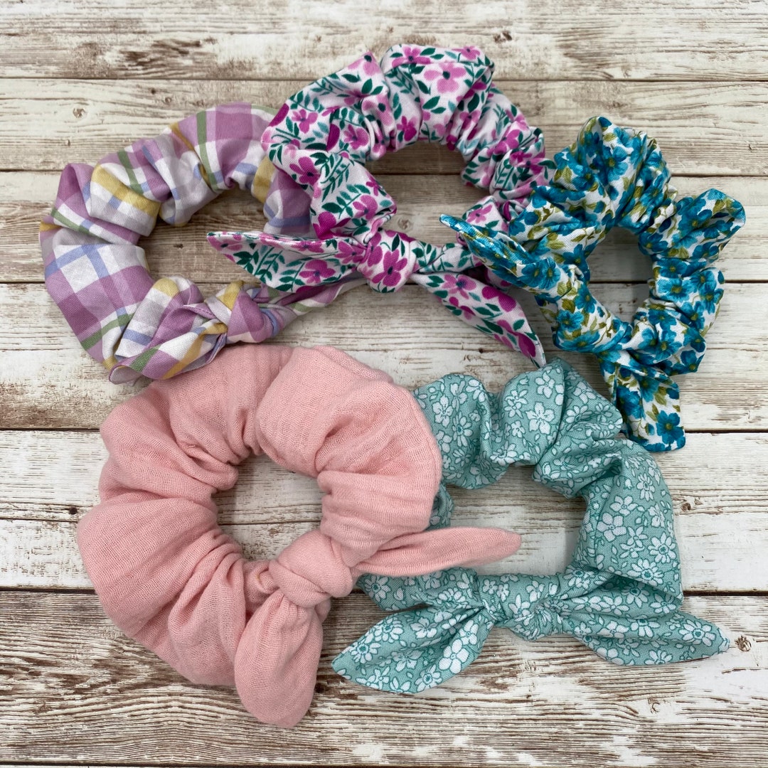 Spring Scrunchies, Easter Scrunchies, Pink Scrunchies, Floral ...