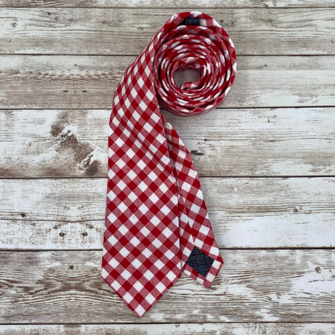 Red Checked Tie, Valentine’s Day Tie, Red White Checked Tie, Men’s ...