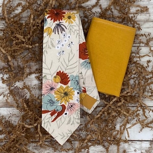 Fall Necktie, Autumn Necktie, Fall Floral Tie, Rust Tie, Mustard Yellow ...