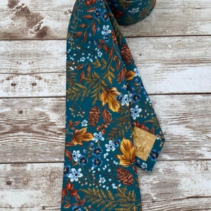Teal Fall Floral Tie/teal Floral Tie/teal Tie/fall Floral Tie/autumn ...