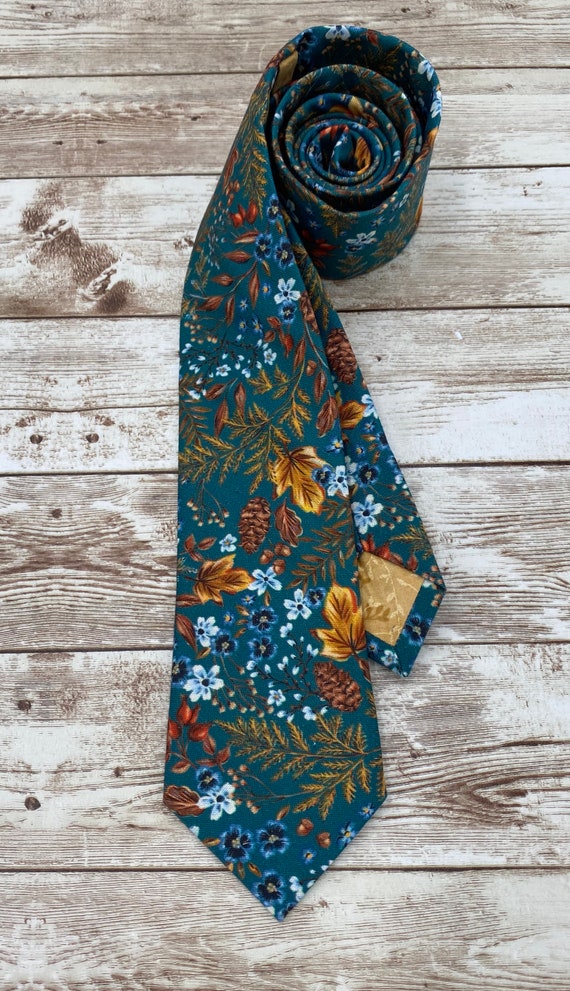 Teal Fall Floral Tie/teal Floral Tie/teal Tie/fall Floral - Etsy