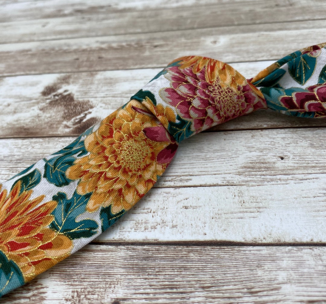 Fall Floral Tie/rust Floral Tie/gold Floral Tie/burgundy Floral Tie ...