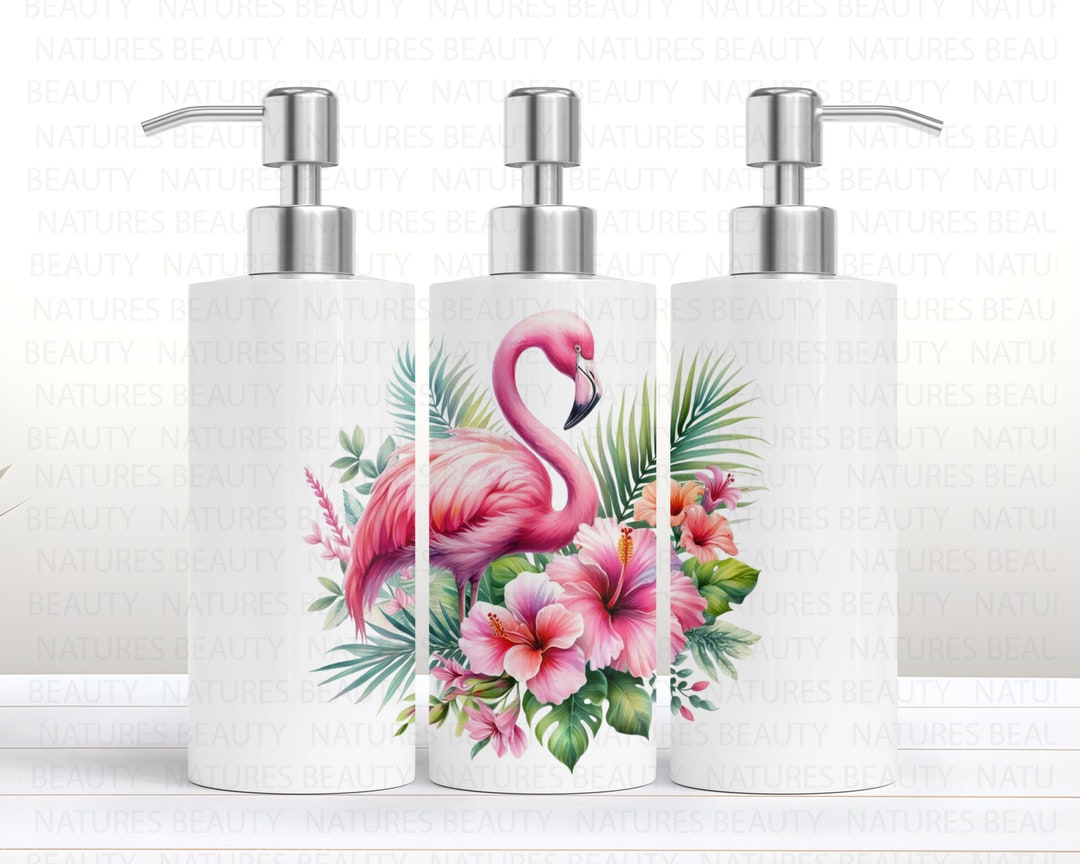 Watercolor Floral Flamingo Soap or Lotion Dispenser, Flamingo Kitchen ...