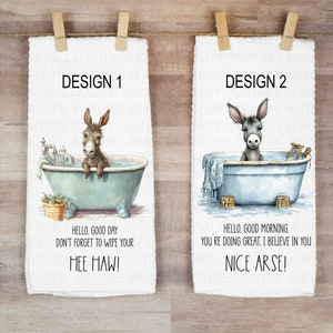 Funny Donkey Bathroom Hand Towels, Funny Farmhouse Towels, Farmhouse ...