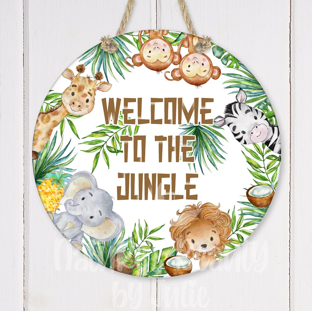 Welcome to the Jungle Safari Doorhanger, Safari Theme Child Bedroom ...