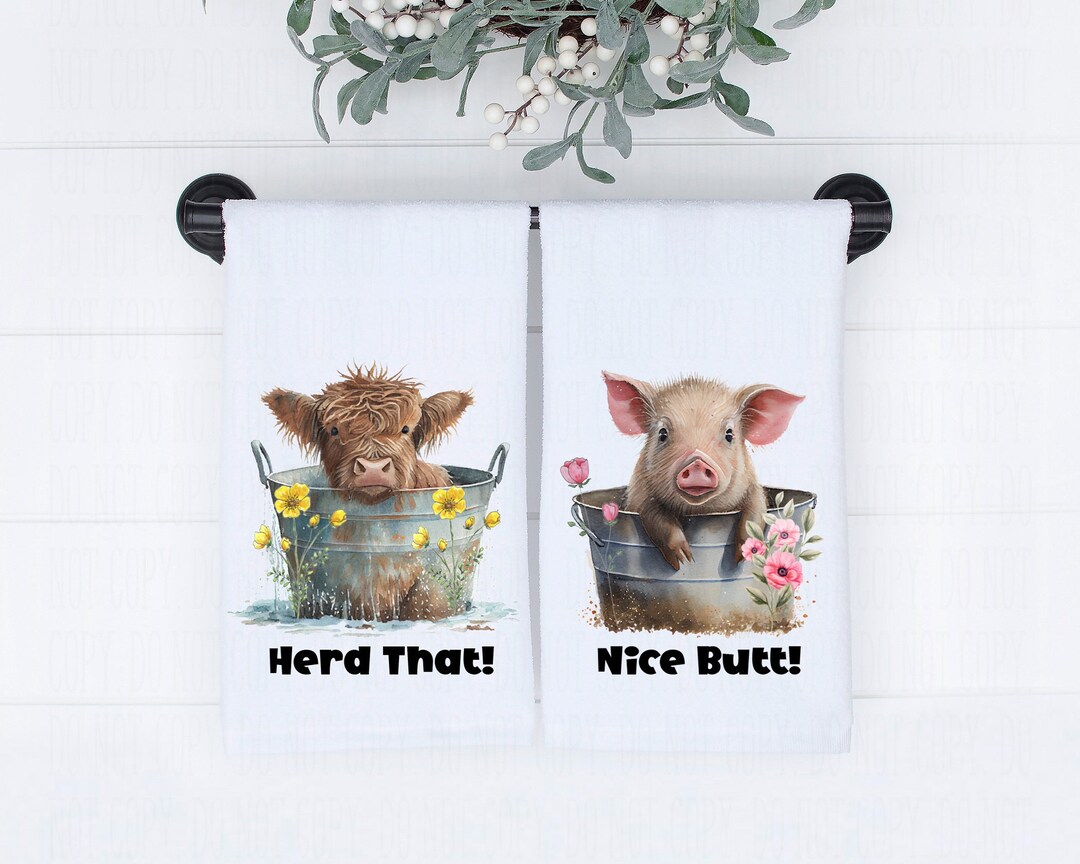 Funny Farm Animals Bathroom Towels, Funny Farmhouse Hand Towels ...