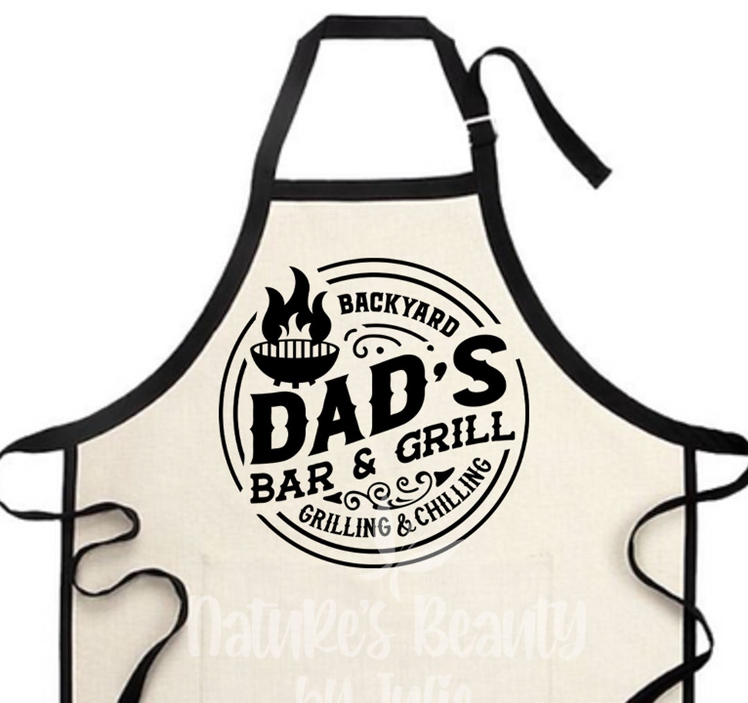 Dads Bar and Grill Apron, Men's BBQ Apron, Mens Cooking Apron, Funny ...