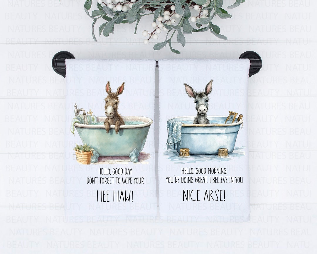Funny Donkey Bathroom Hand Towels, Funny Farmhouse Towels, Farmhouse ...