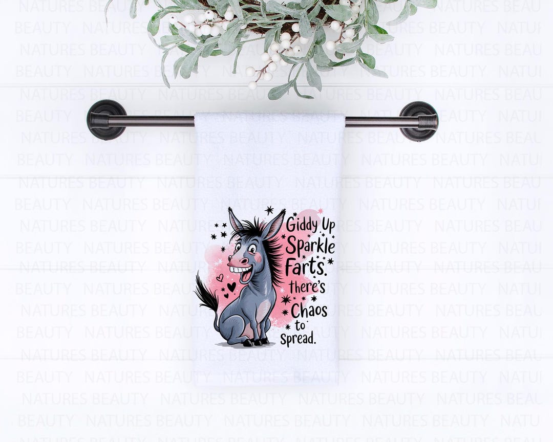 Giddy up Sparkle Farts Donkey Towel, Funny Donkey Bathroom Hand Towel ...