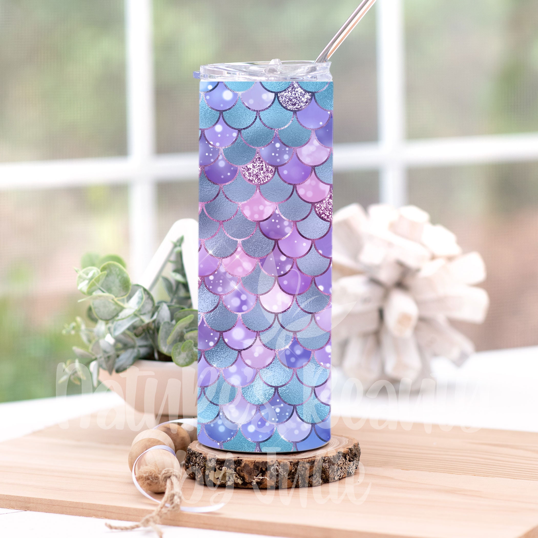 Purple Pink Blue Mermaid Scales 20oz Skinny Tumbler Mermaid | Etsy