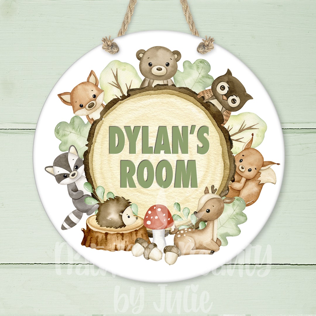 Personalized Woodland Animals Doorhanger, Woodland Animals Theme Child ...