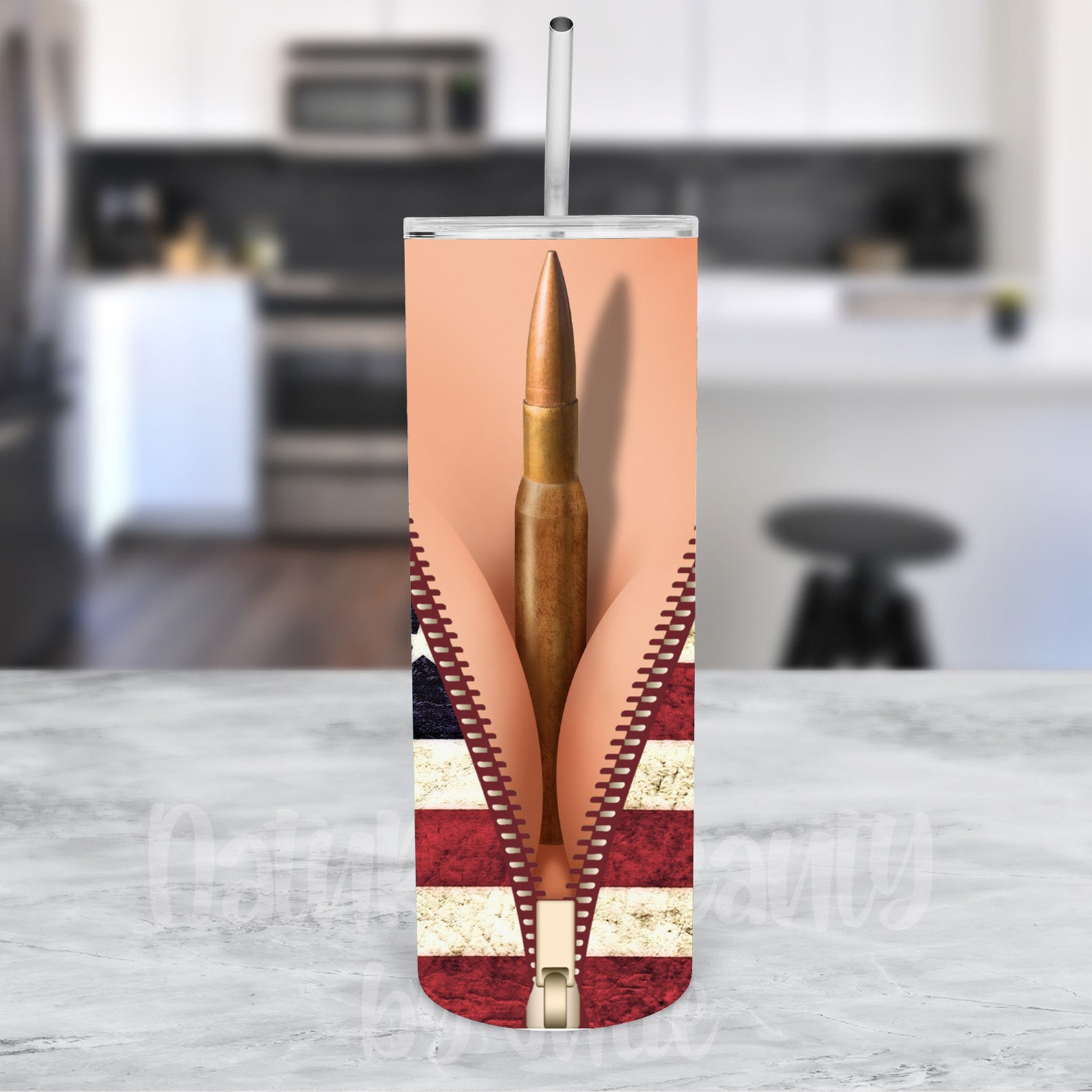 American Flag, Bullet, Cleavage, Zipper, Female Zip-up, 20 Oz Skinny ...