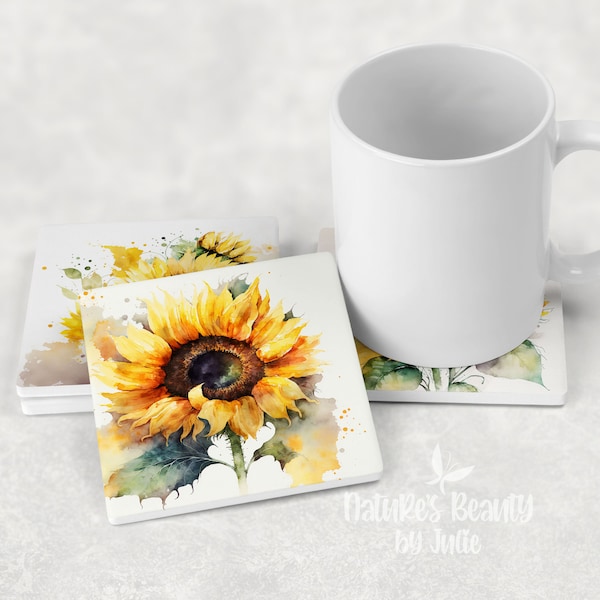 Sunflower Coasters - Etsy