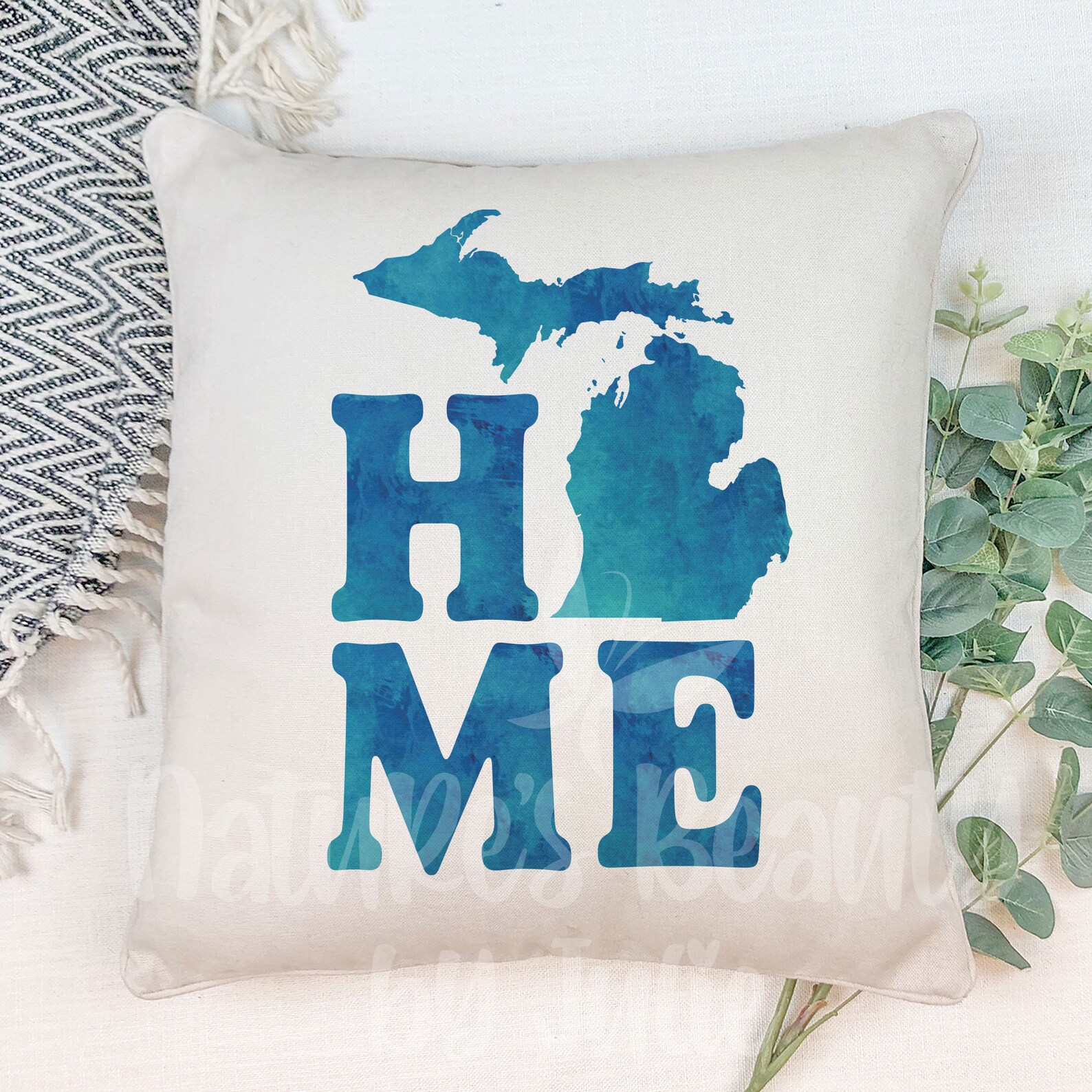 Watercolor Michigan Home Pillow Case Michigan Decor Great | Etsy