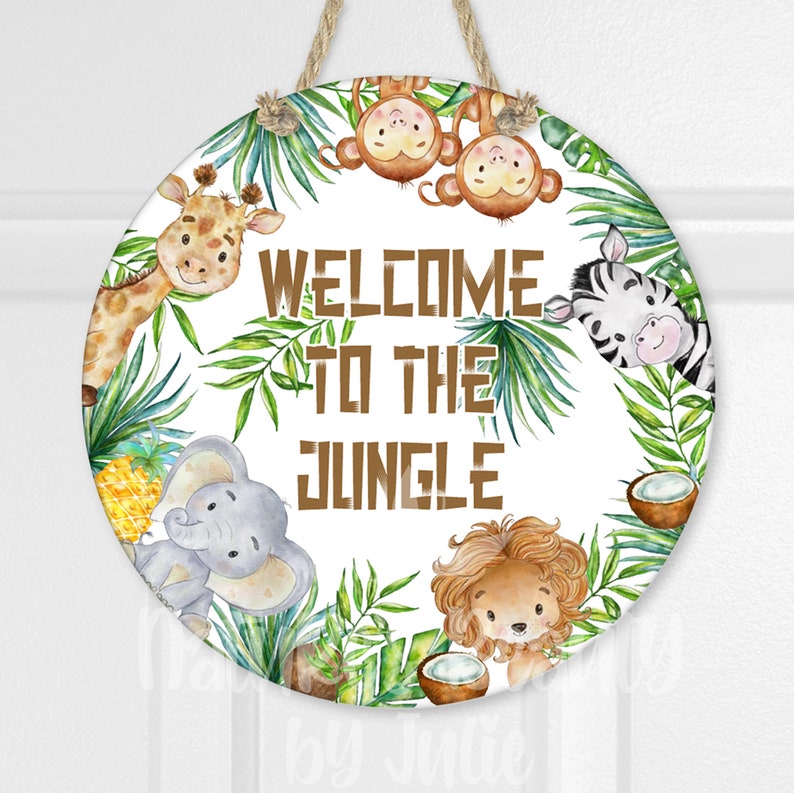 Welcome to the Jungle Safari Doorhanger, Safari Theme Child Bedroom ...