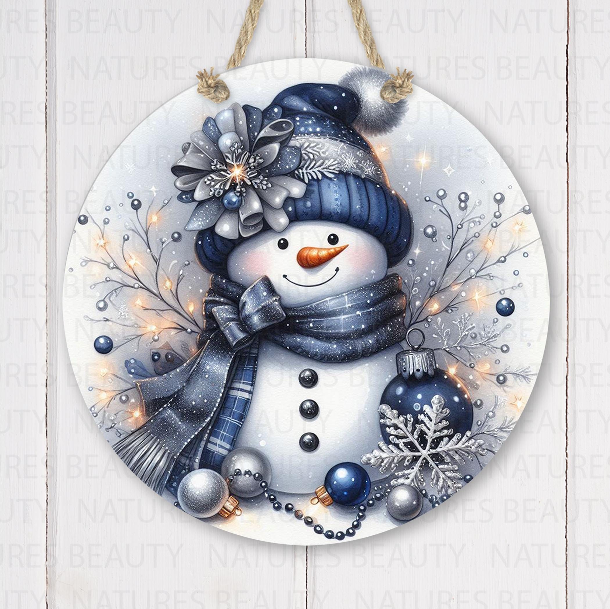 Blue Snowman Door Hanger, Blue Snowman Wall Decor, Winter Door ...