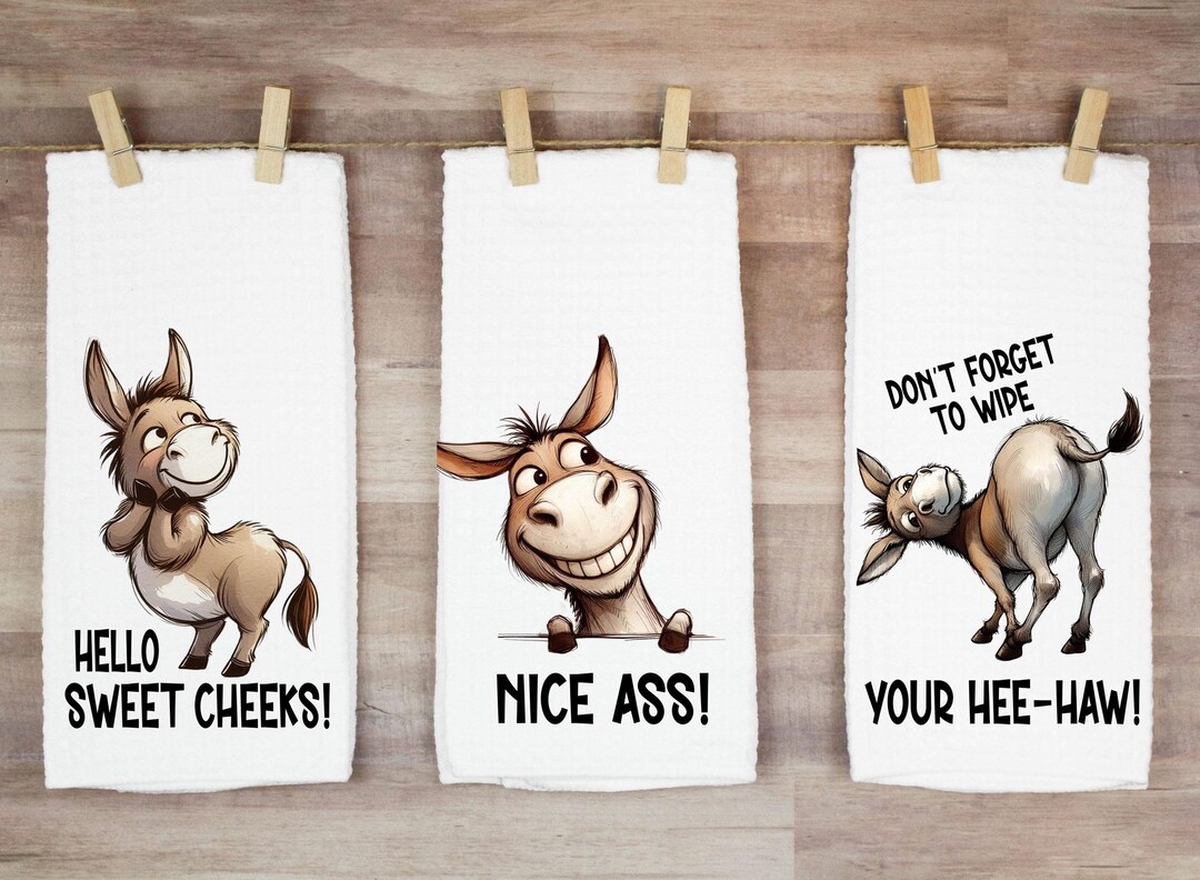 Funny Donkey Bathroom Hand Towels, Funny Farmhouse Towels, Farmhouse ...