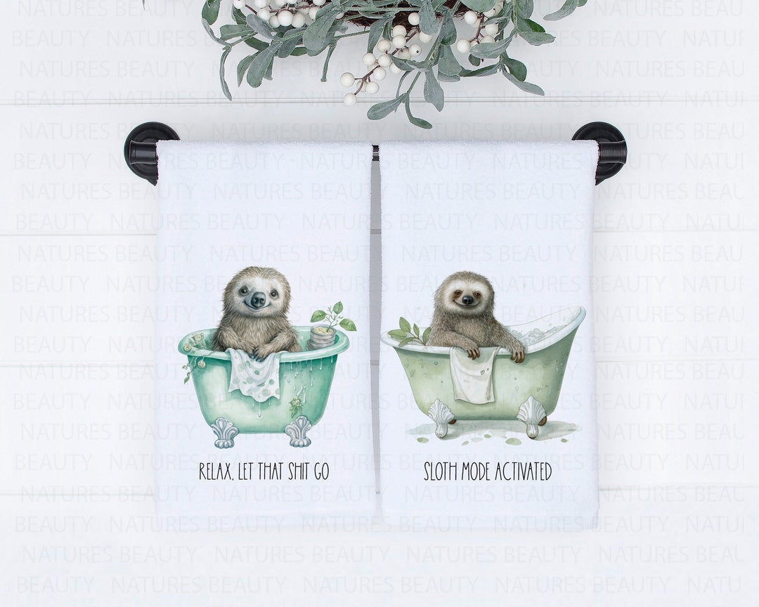 Funny Bathroom Sloth Hand Towels, Funny Bathroom Sloth Towels ...