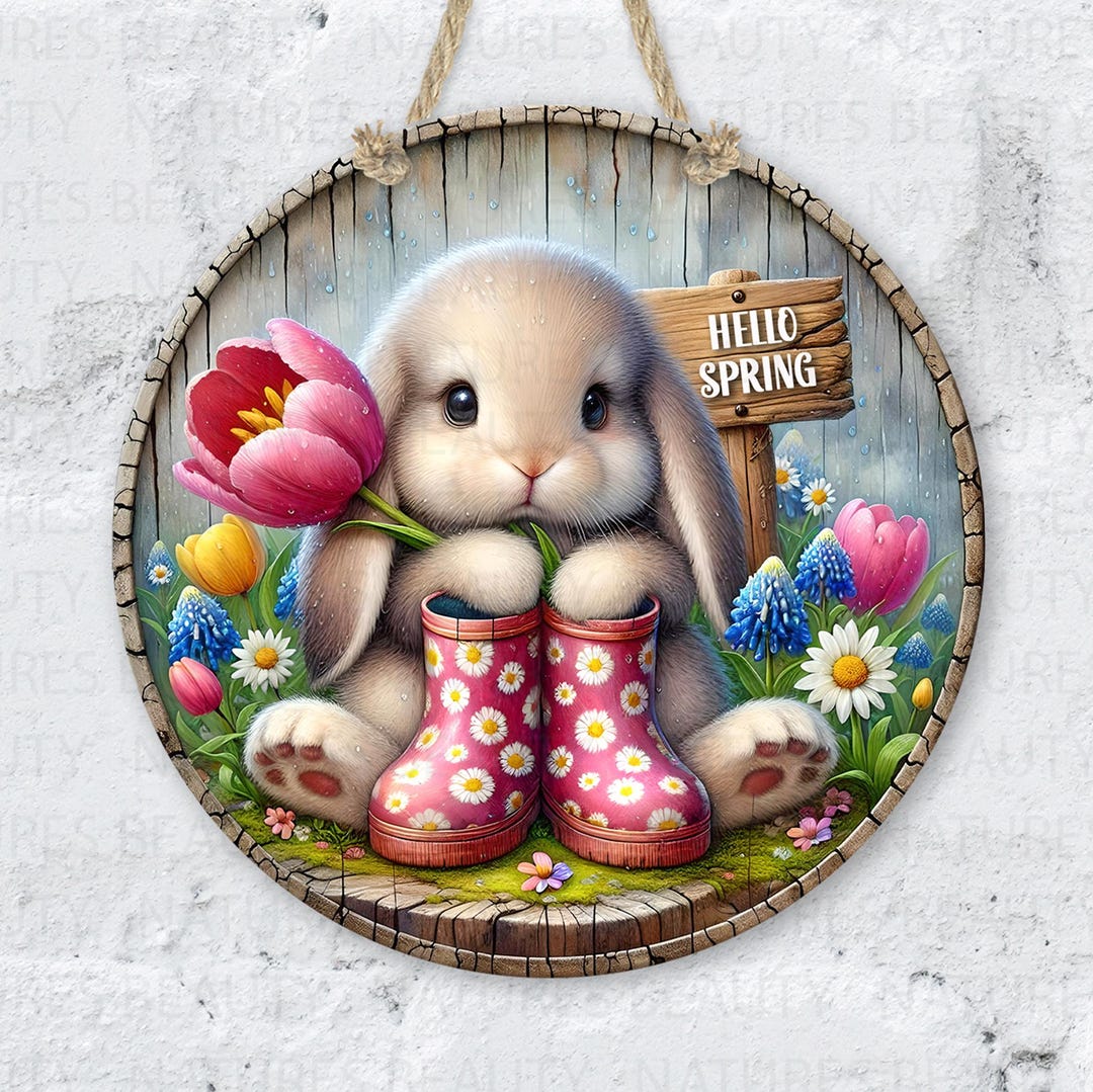 Floppy Ear Bunny Spring Door Hanger, Spring Bunny Wall Decor, Easter ...